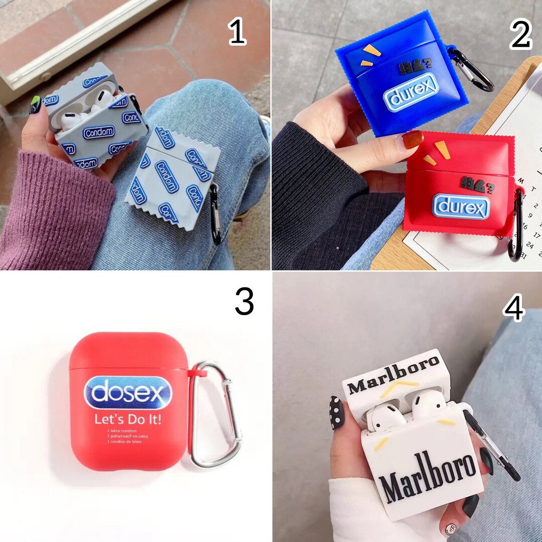 3D Durex Airpods Case Silicone Earphone Covers for Apple Airpods Fun ...