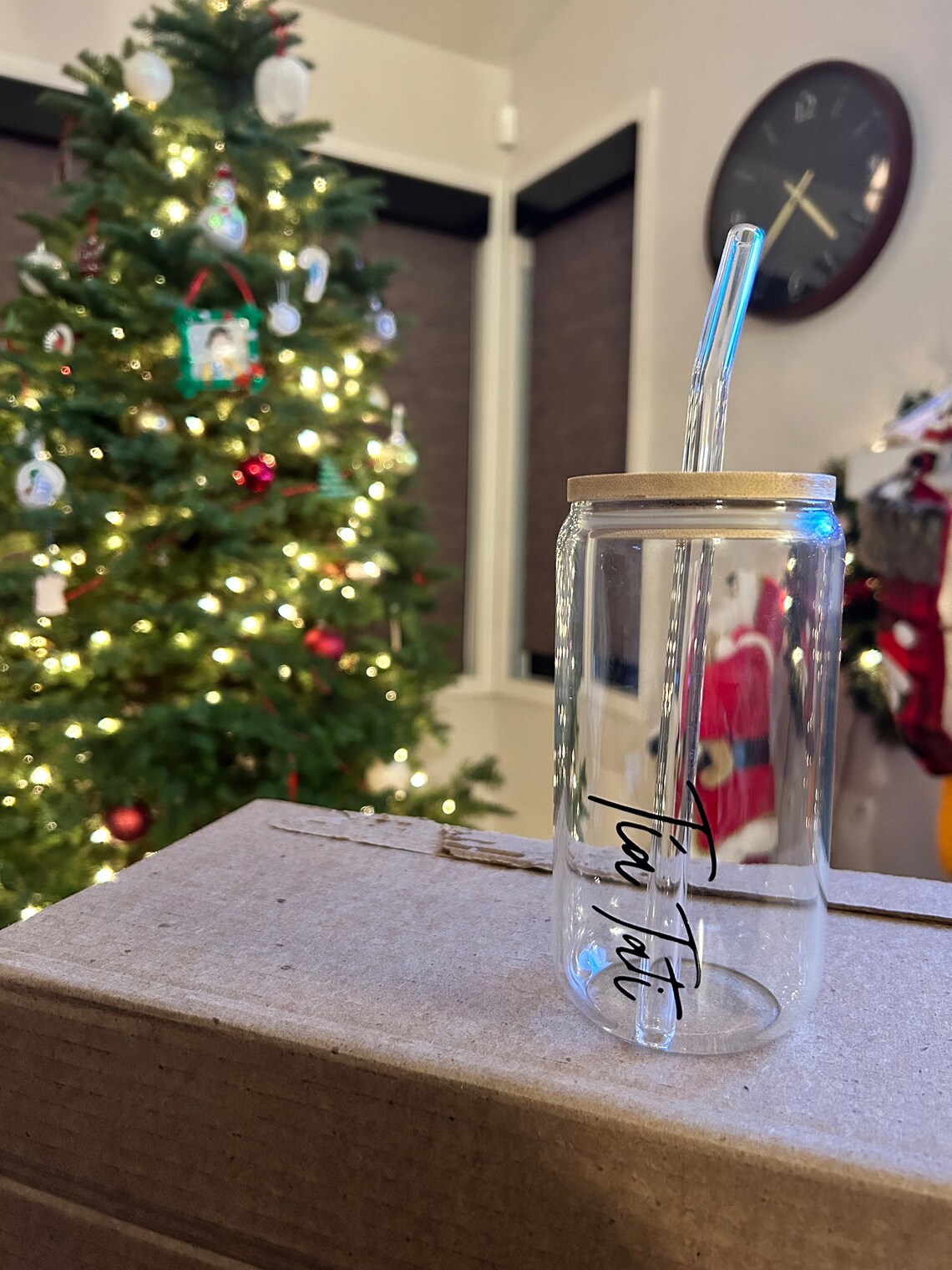 16oz Personalized Glass Cups With Bamboo Lid - Etsy