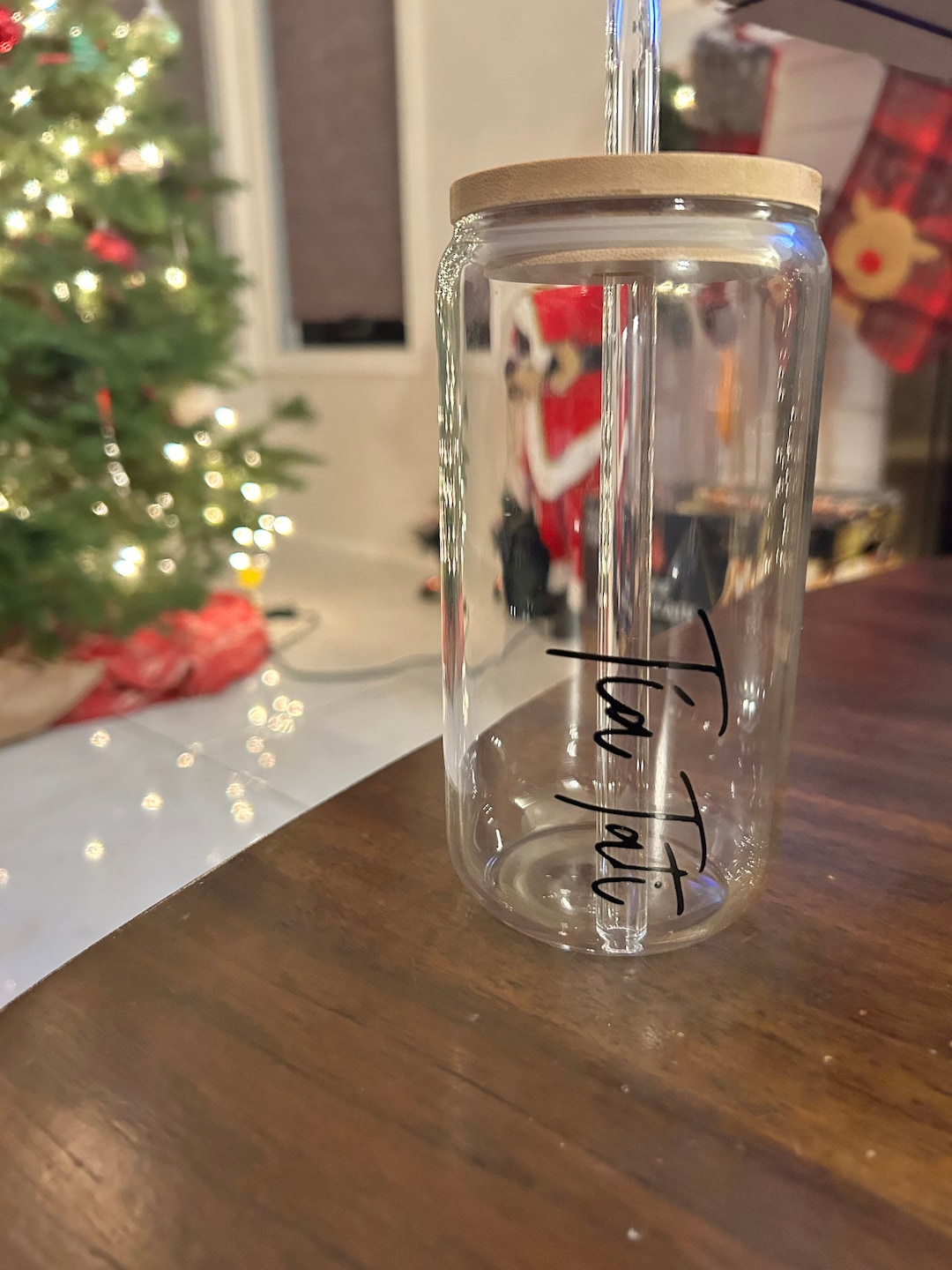 16oz Personalized Glass Cups With Bamboo Lid - Etsy