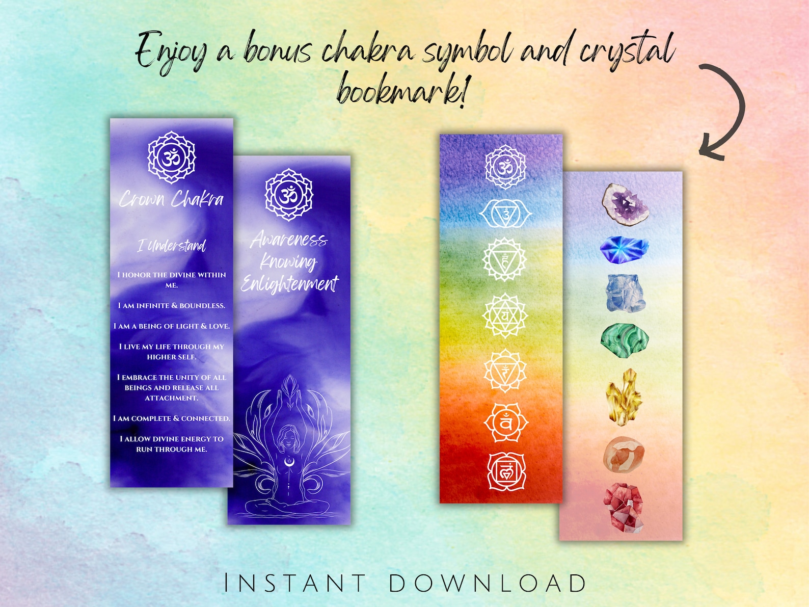 Chakra Positive Affirmation Printable Bookmarks | Digital Download ...