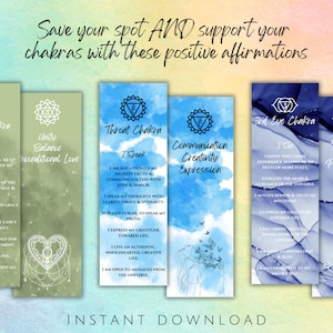Chakra Positive Affirmation Printable Bookmarks | Digital Download ...