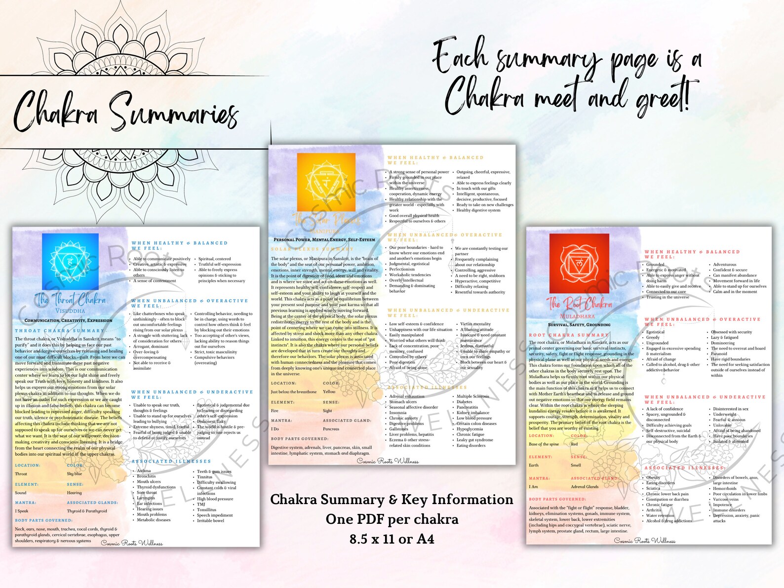 Chakra Printable Reference Guides, Chakra Balancing Guides, Chakra Cheat Sheets, Downloadable ...