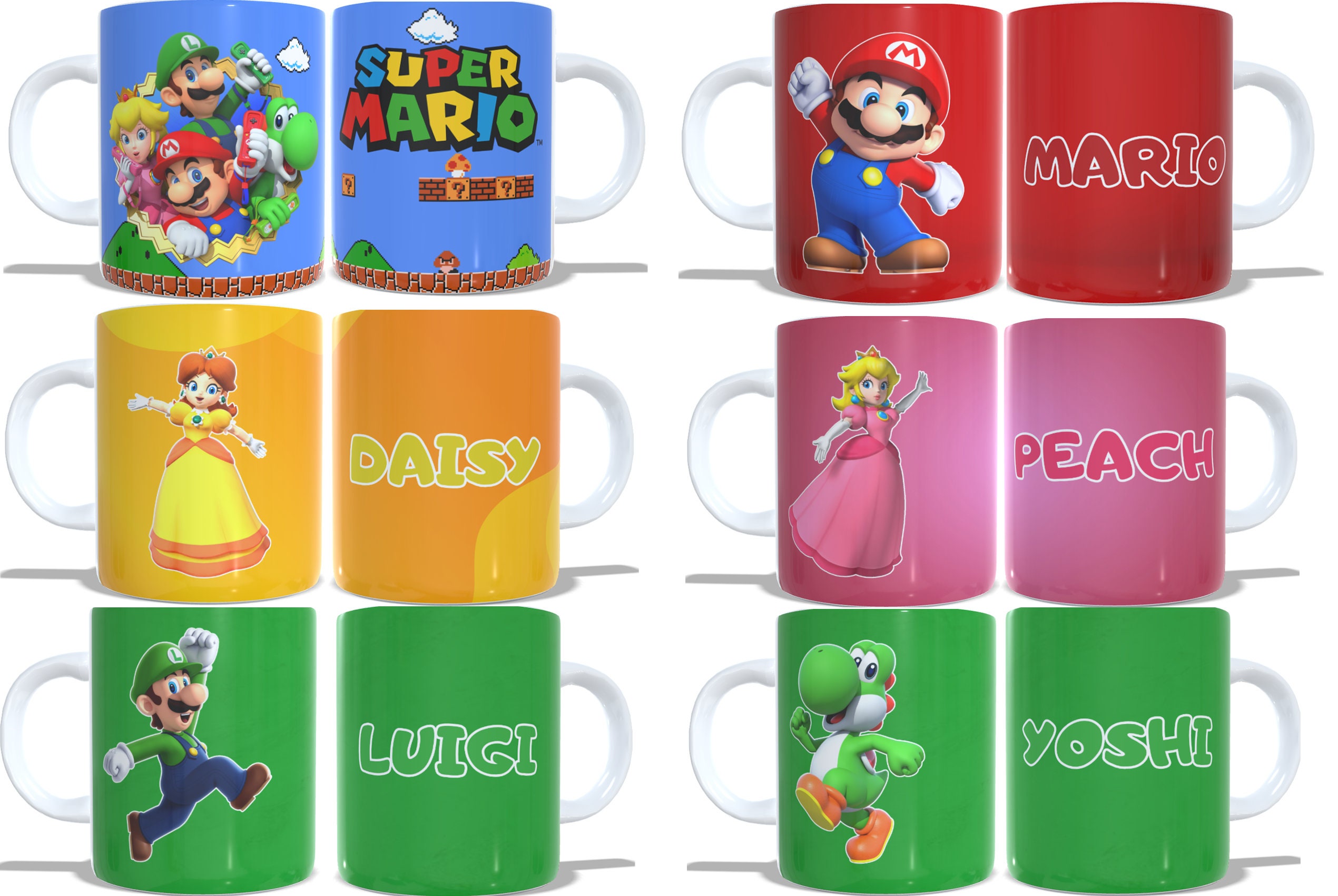 Super Mario MUG TEMPLATE, DIGITAL Download, Super Mario Characters Template, Sublimation Mug ...