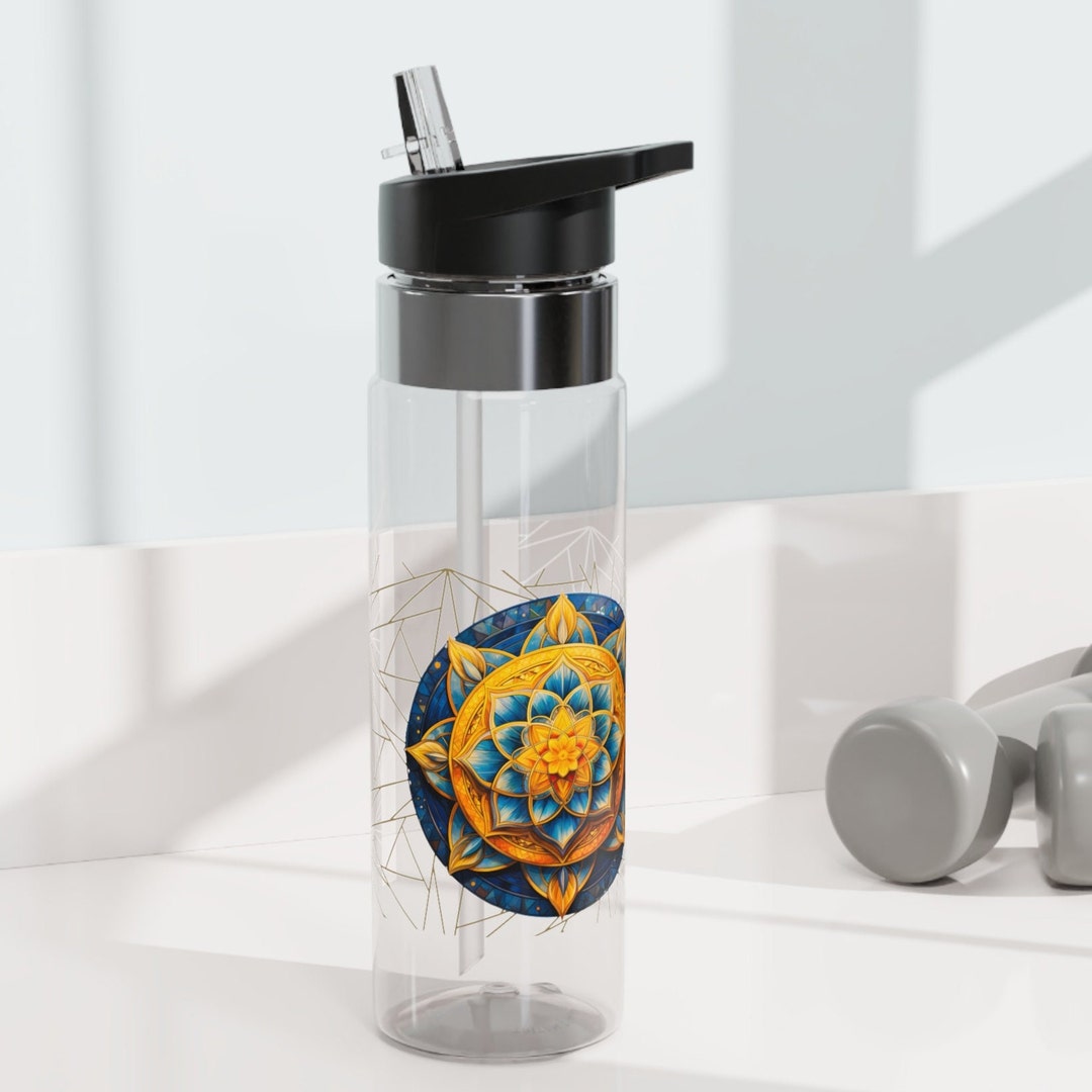 20 Oz Water Bottle With Royal Blue and Gold Chakra Sacred Geometry BPA ...