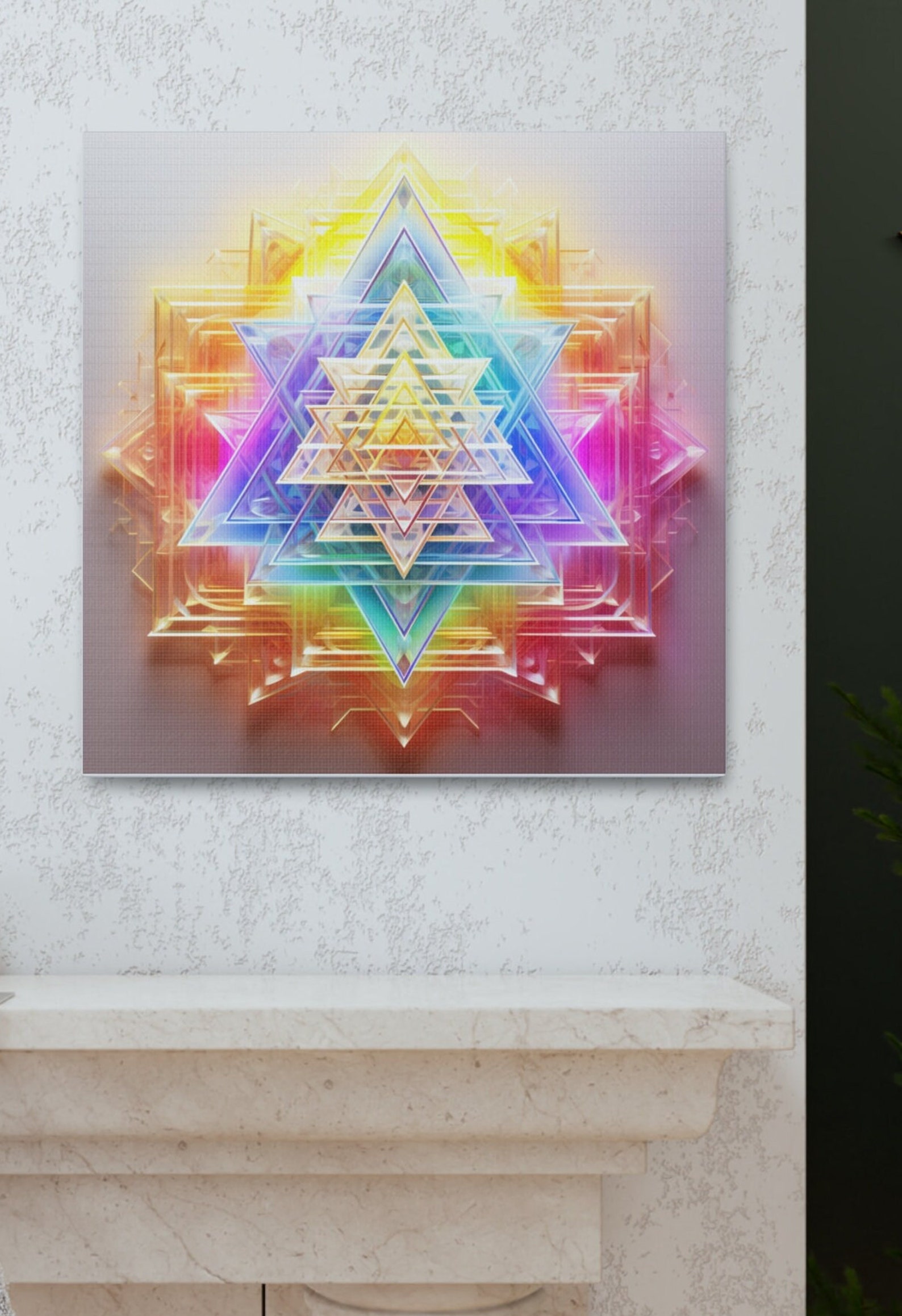 Crystalline SRI YANTRA Mounted Canvas Sacred Geometry Print. Ideal for ...