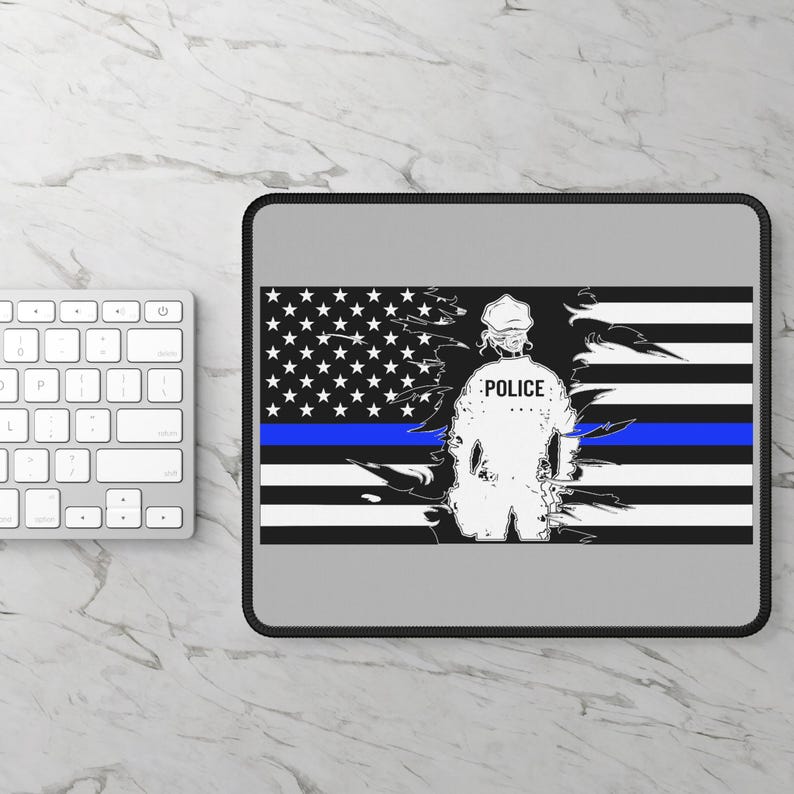 Female Police Officer Thin Blue Line Flag Gaming Mouse Pad - Durable ...