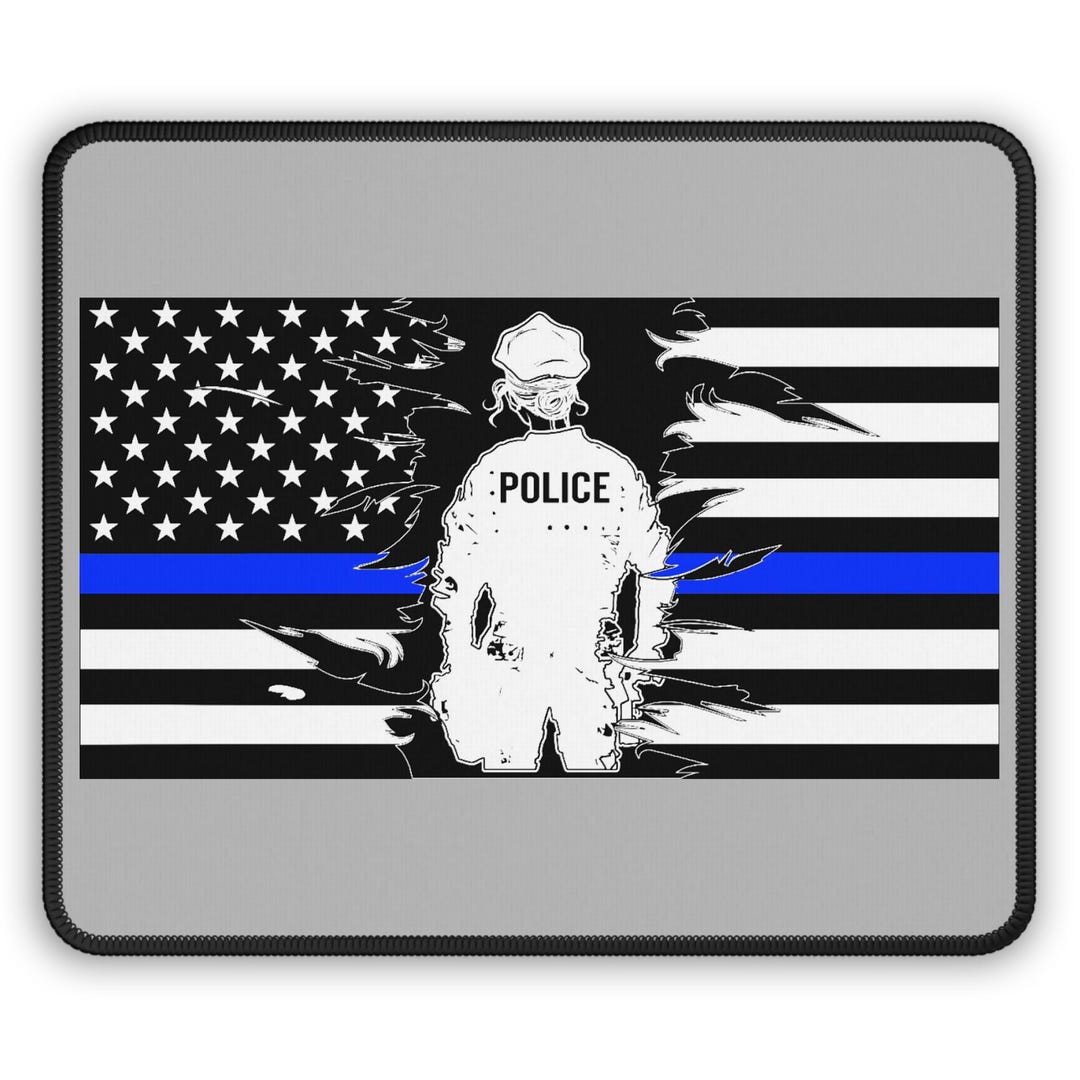 Female Police Officer Thin Blue Line Flag Gaming Mouse Pad - Durable ...