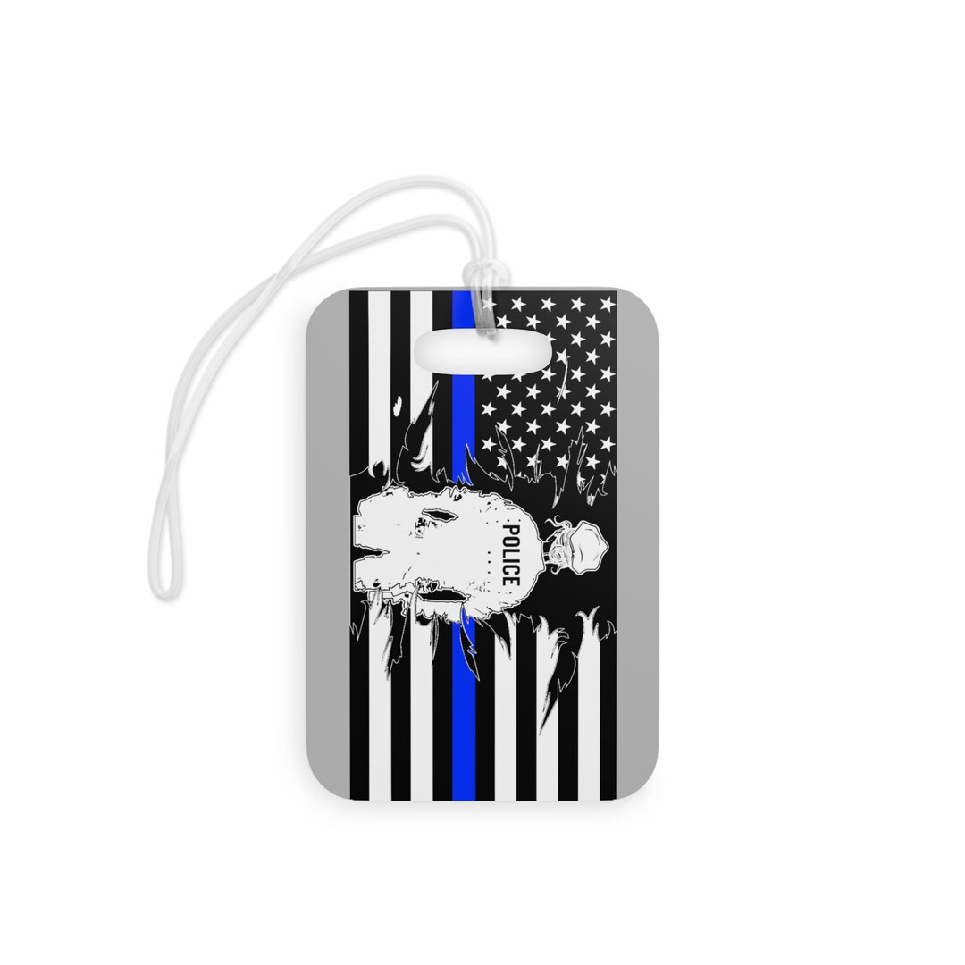 Female Police Officer Thin Blue Line Flag Luggage Tag - Durable ...