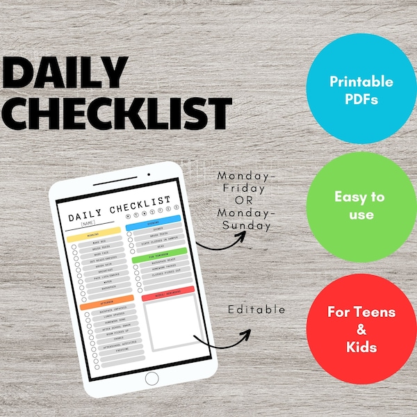 Teen Daily Checklist - Etsy