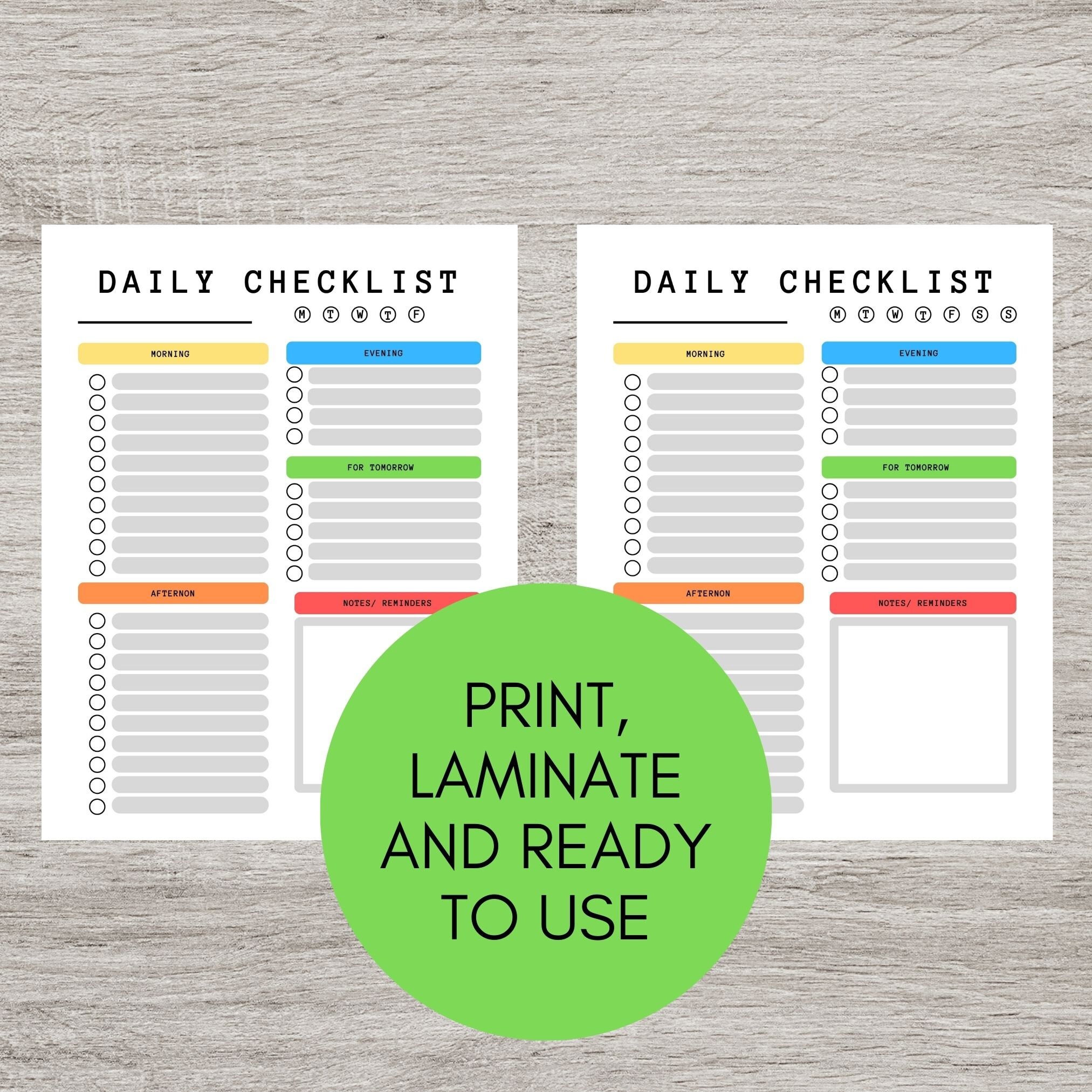 Daily Checklist, Daily School Checklist, Teen Daily Checklist ...