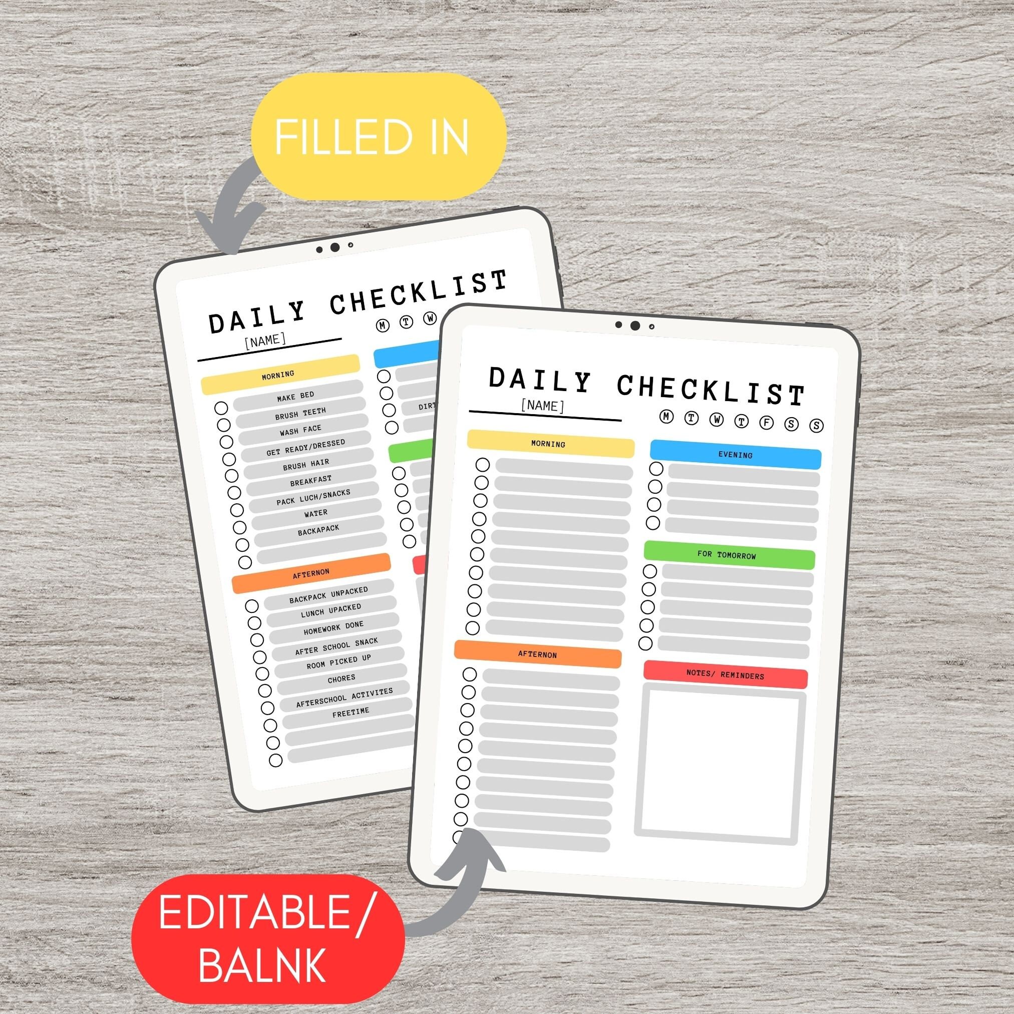Daily Checklist, Daily School Checklist, Teen Daily Checklist ...