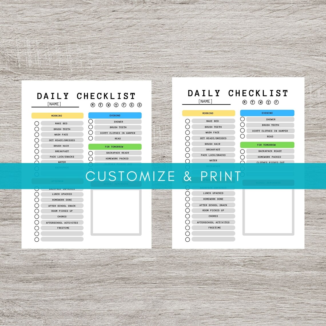 Daily Checklist, Daily School Checklist, Teen Daily Checklist ...