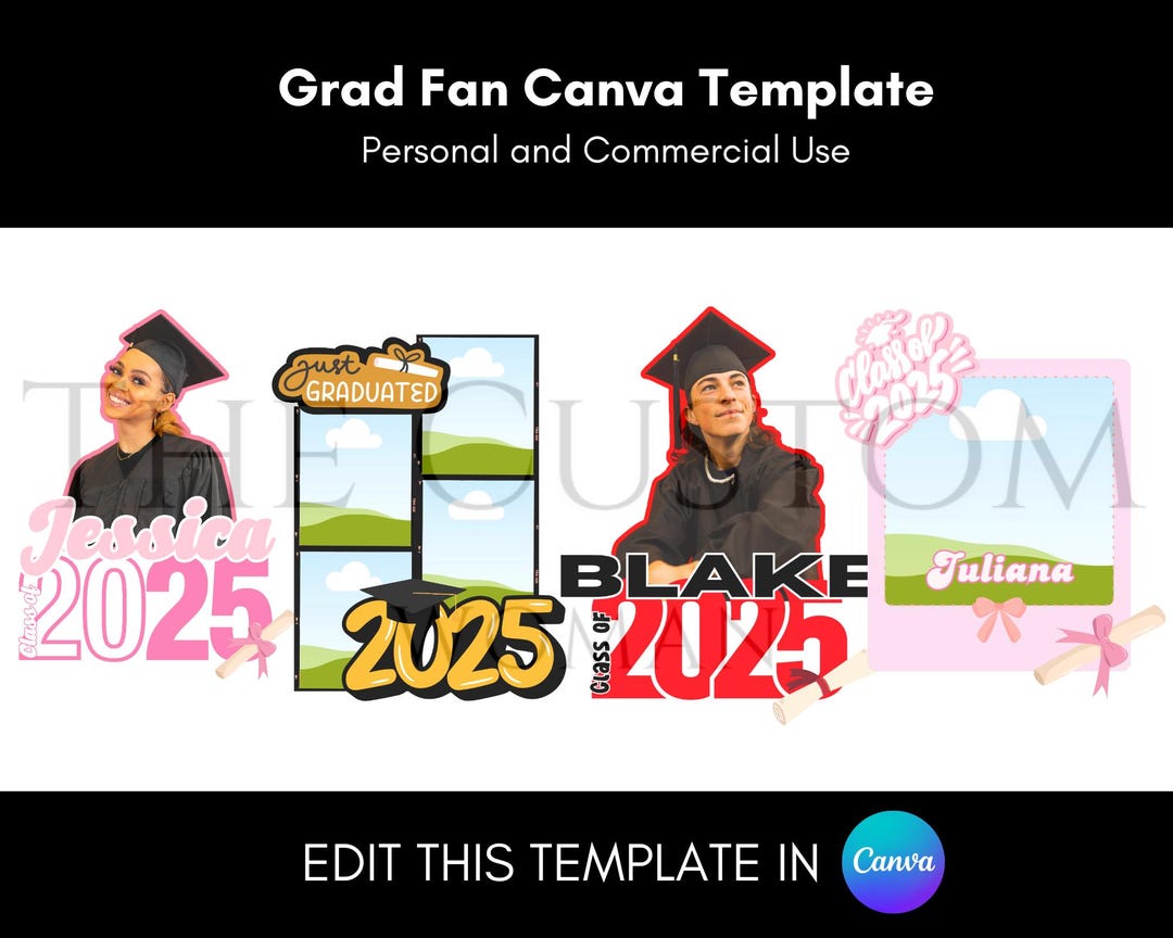 Buy Graduation Fan 2025 Canva Editable Template, Grad Paddle Template ...