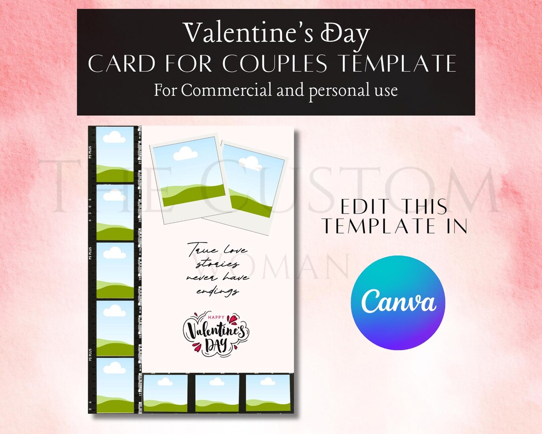 Editable Valentine's Day Card Canva Template, Romantic Valentine's Day ...