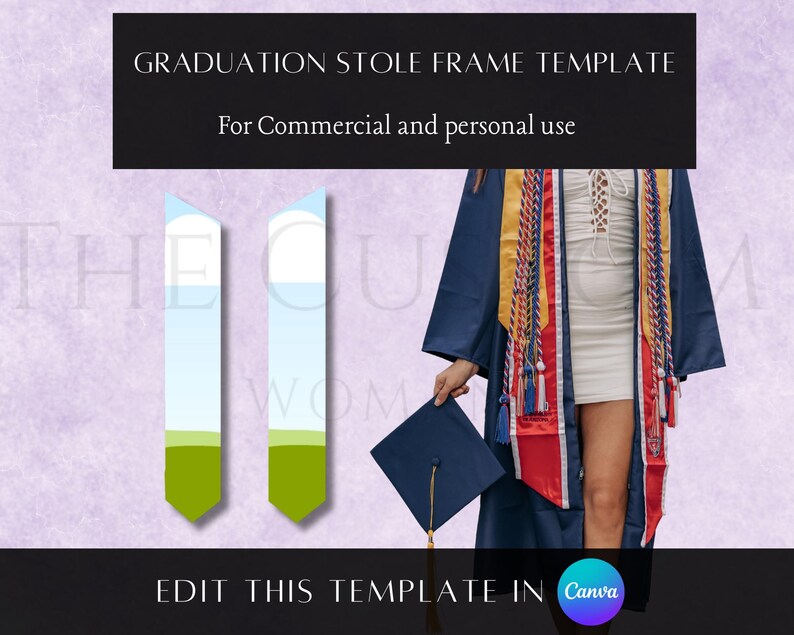 Graduation Stole Template, Canva Editable, Graduation Stole Template ...