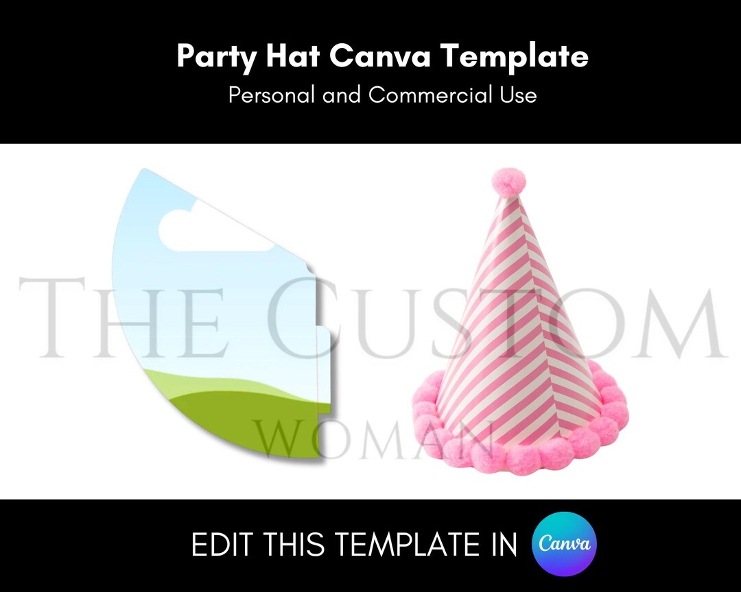 Editable Party Hat Canva Template, Custom Party Hat Template, Paper Hat ...
