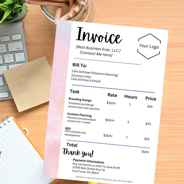 Invoice for Social Media Media Manager - Etsy