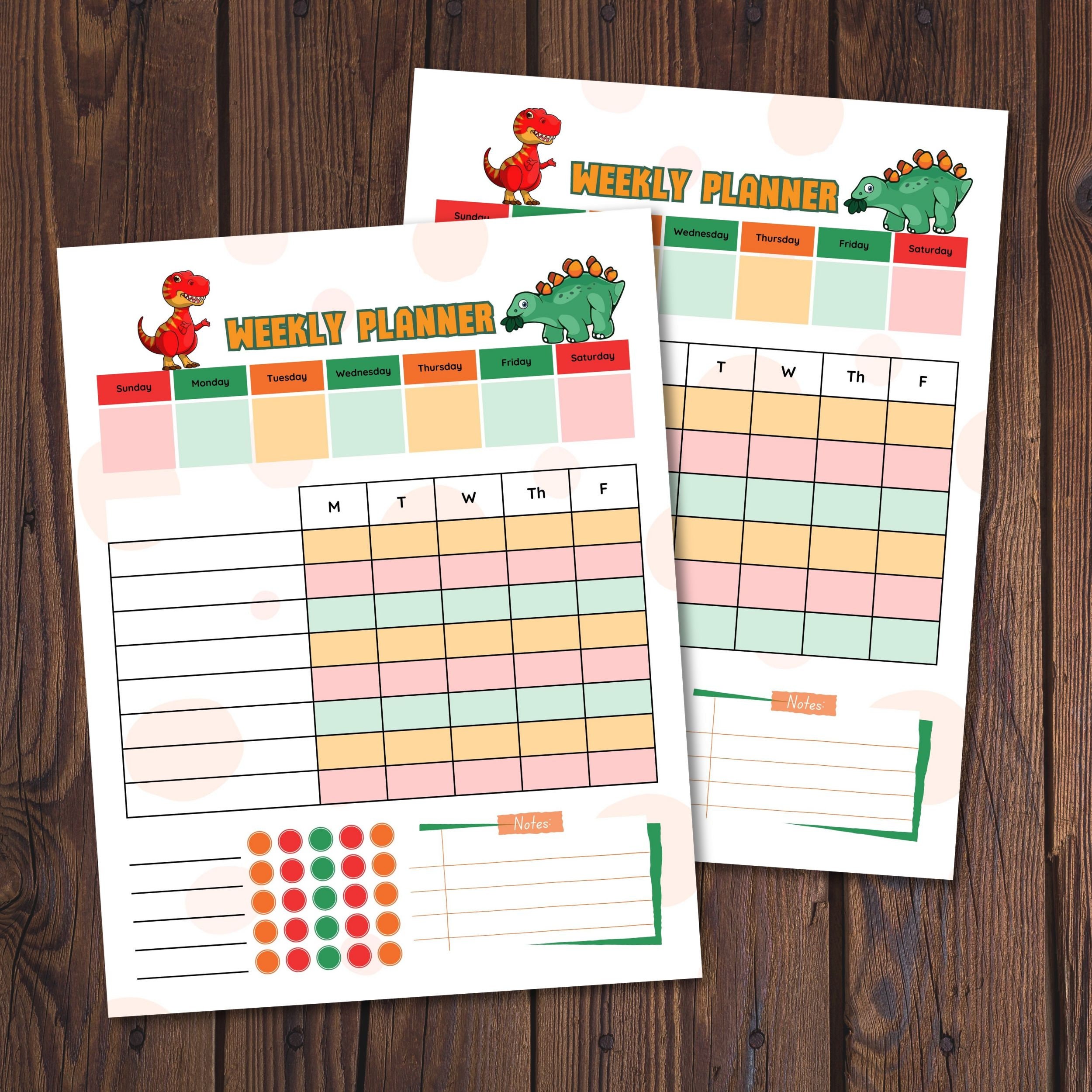Dino Student Planner Sheet - Printable & Digital Fillable - Etsy