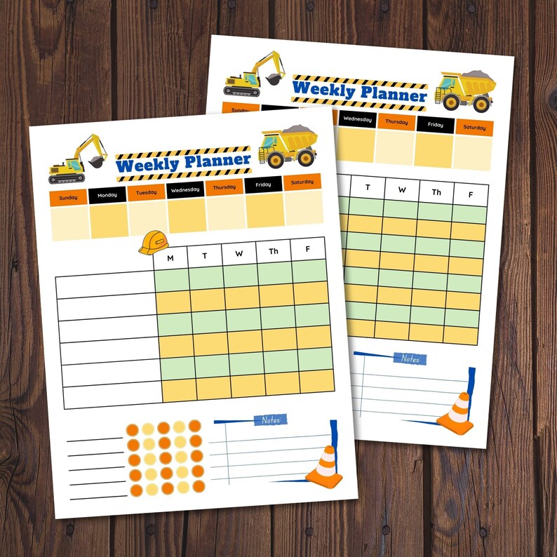 Construction Student Planner Sheet - Printable & Digital Fillable - Etsy