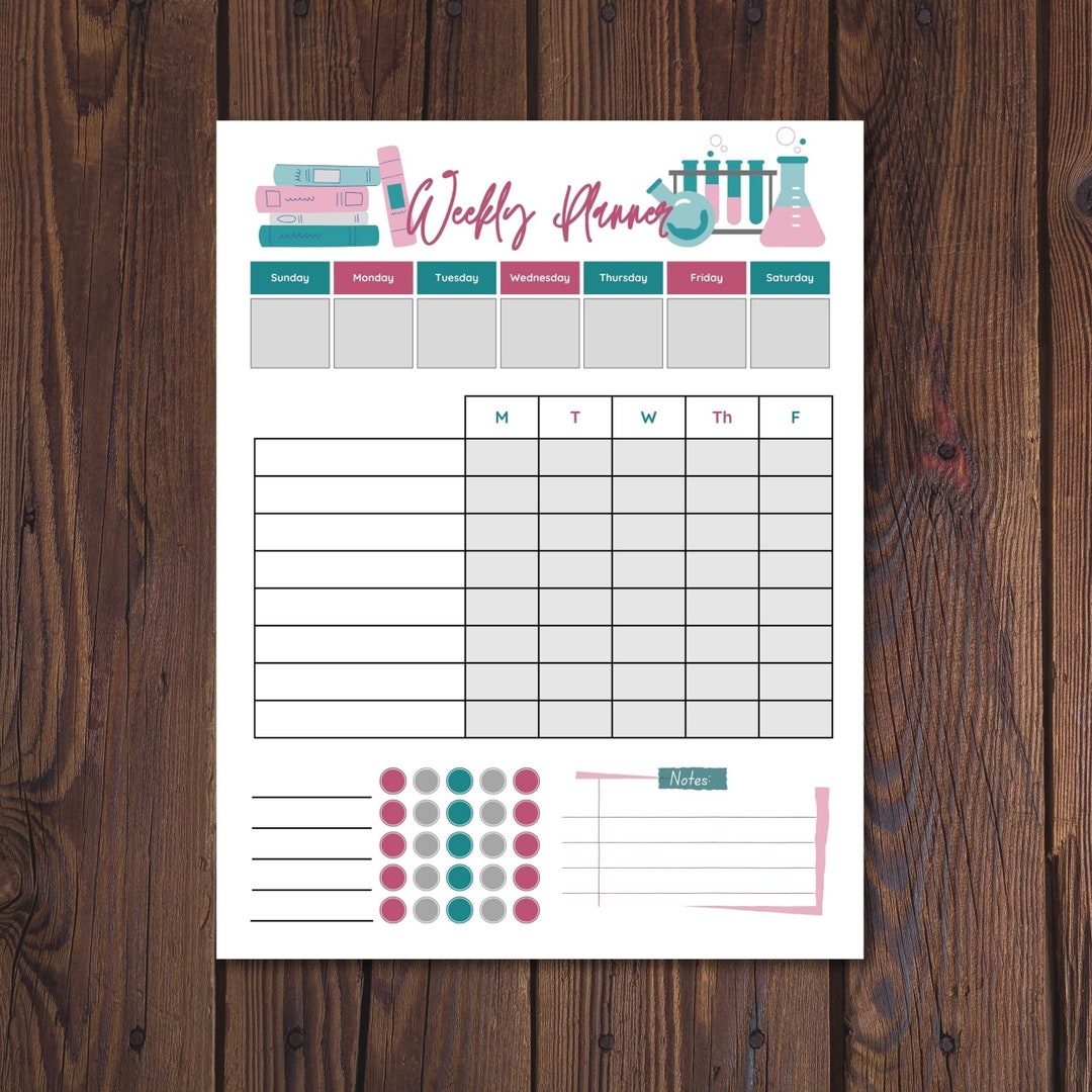 Pink and Teal Planner Sheet - Printable & Digital Fillable - Etsy