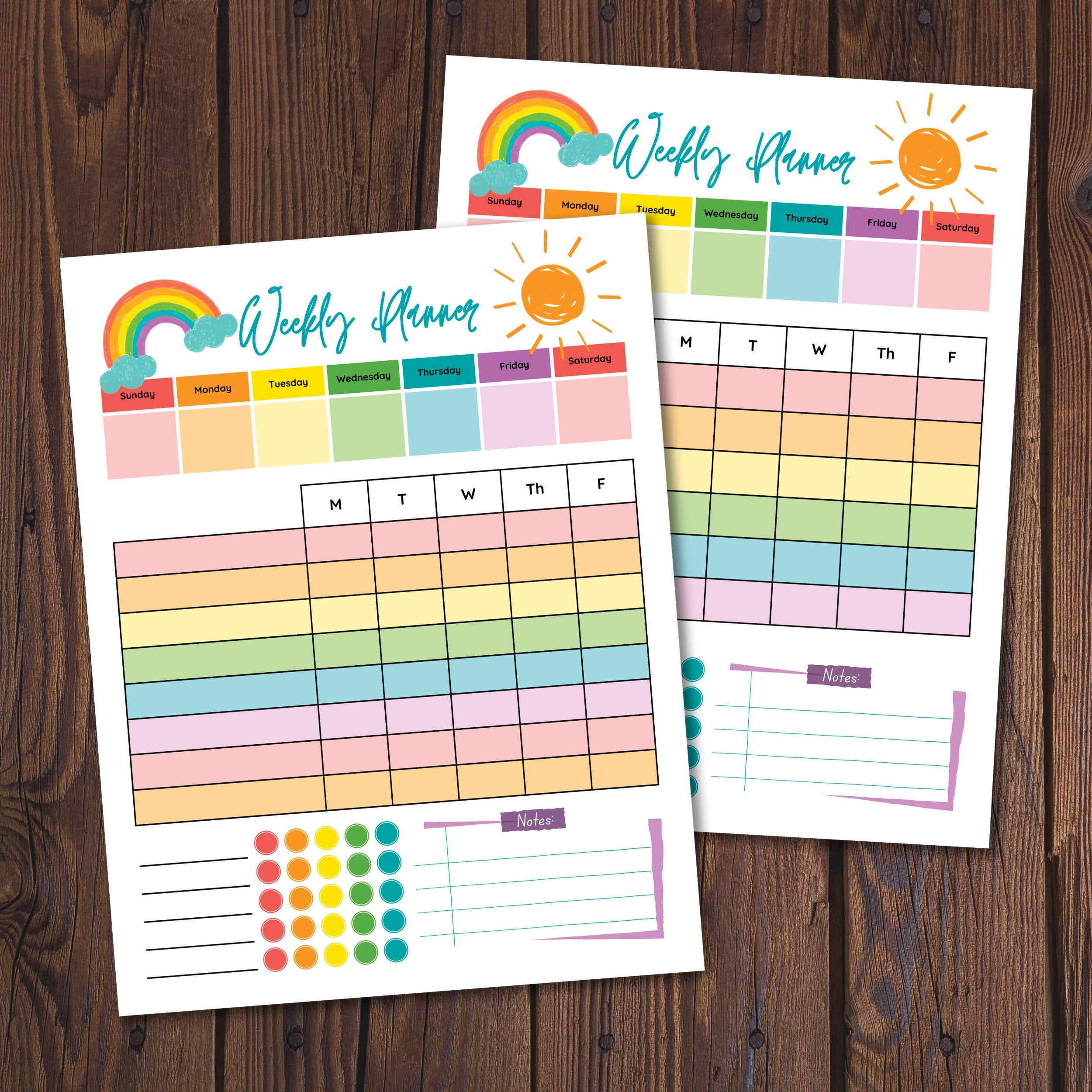 Rainbow Student Planner Sheet - Printable & Digital Fillable - Etsy