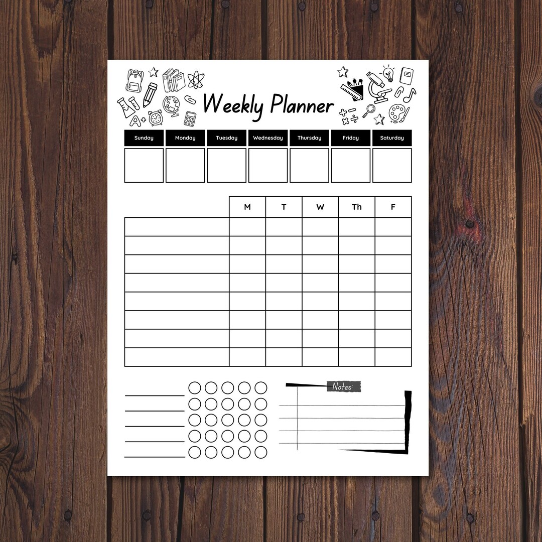 Student Planner Sheet - - Printable & Digital Fillable - Etsy