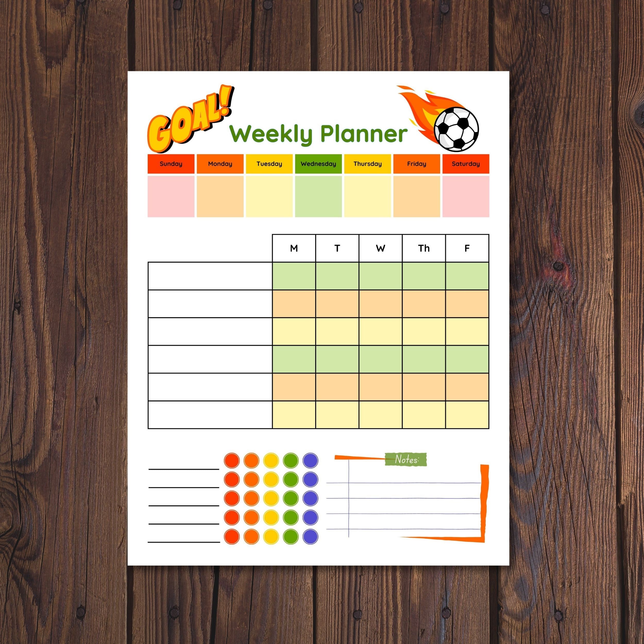 Soccer Student Planner Sheet - Printable & Digital Fillable - Etsy