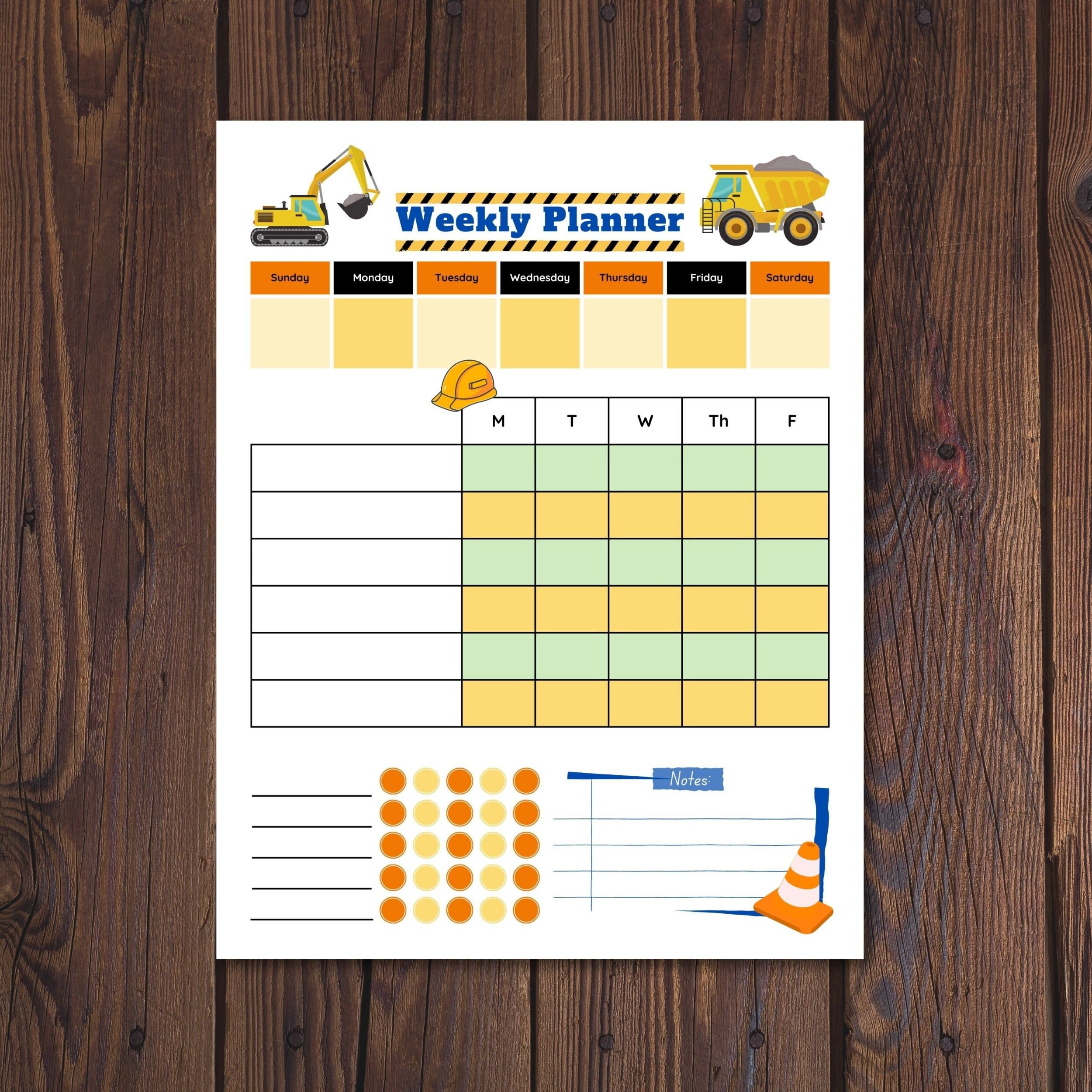 Construction Student Planner Sheet - Printable & Digital Fillable - Etsy
