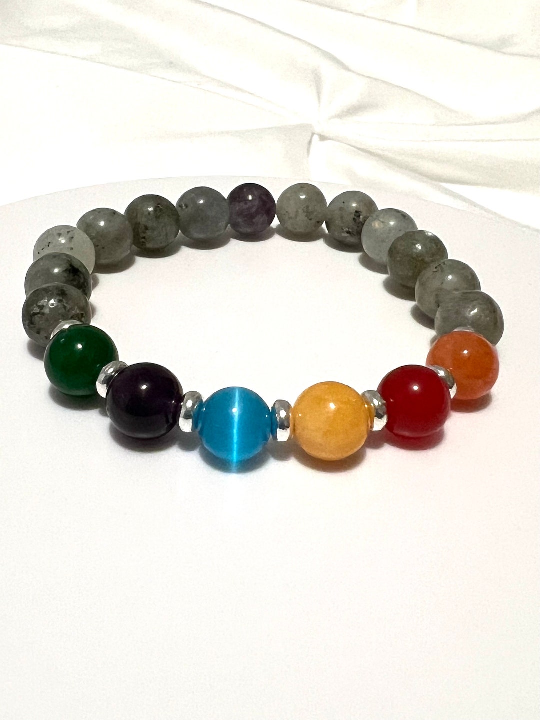 The INFINITY Handmade Natural Stones; Amethyst, Gray Larvikite, Green ...