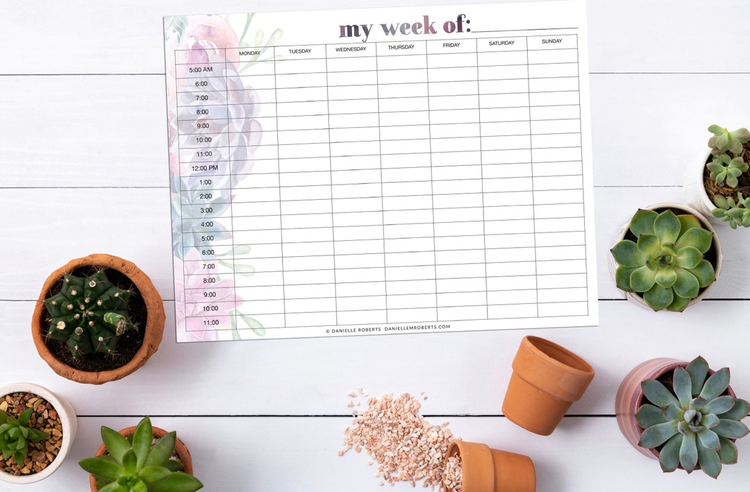 Time Blocking Calendar for the Succulent Lover - Etsy
