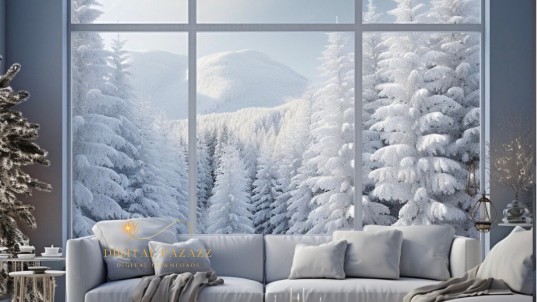 Winter Virtual Backgrounds Holiday Snow Trees/ Office Meeting Backdrops ...