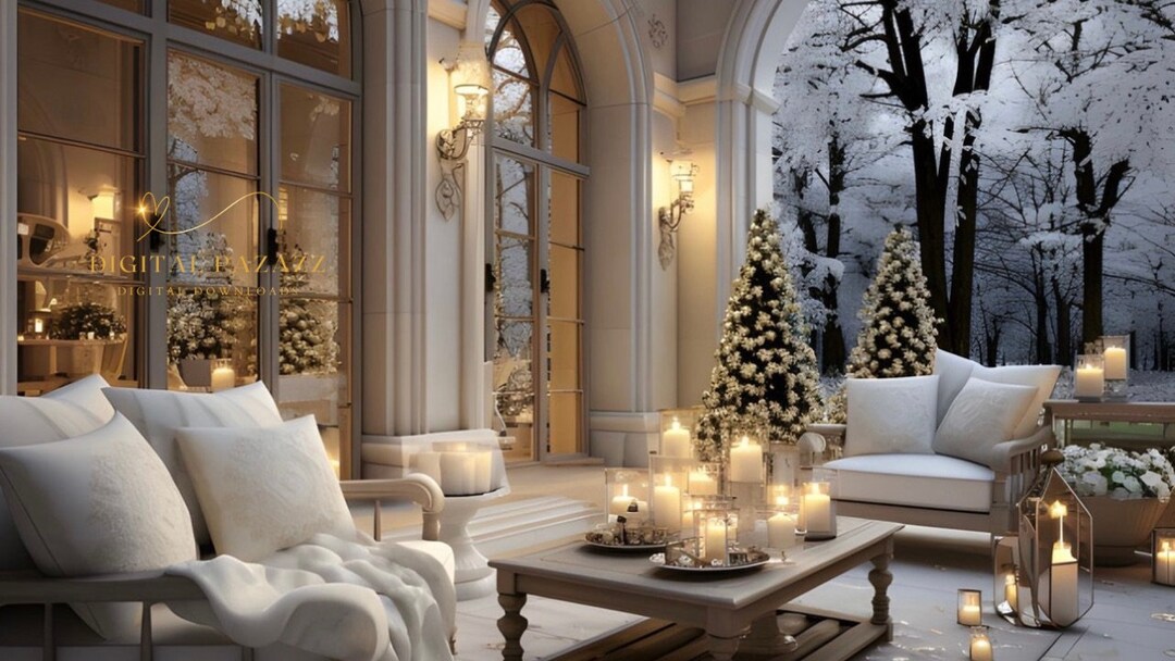 Christmas Winter Virtual Backgrounds / Office Meeting Backdrops for ...