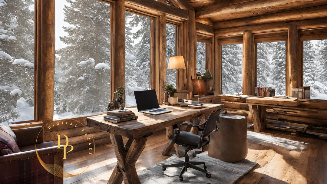 Cozy Winter Virtual Backgrounds, Snow / Office Meeting Backdrops for ...