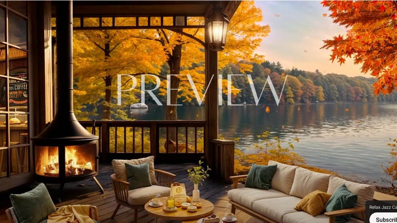 Virtual Background Autumn Lakeside for Zoom Meeting, Fall Themed Home ...