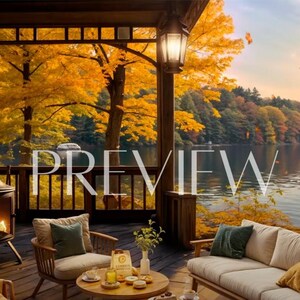 Fall Zoom Background Autumn Virtual Backdrop Cozy Foliage Scene Harvest ...