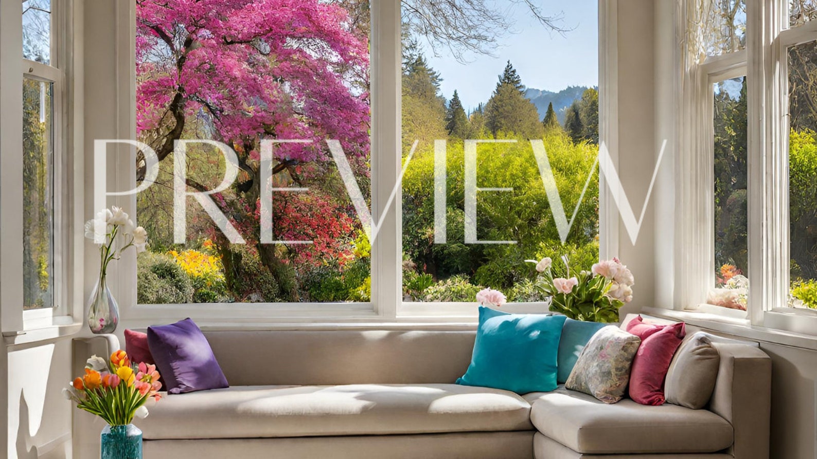 Spring Floral Blossoms Vibrant Virtual Backgrounds / Office Meeting ...