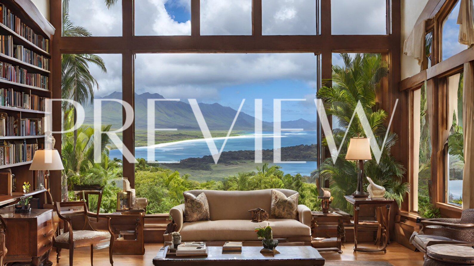 Cozy Tropical Paradise Ocean View Set of 5 Virtual Backgrounds /office ...