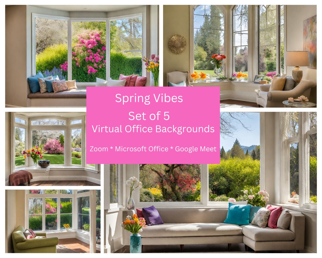 Spring Floral Blossoms Set of 5 Virtual Backgrounds / Office Meeting ...