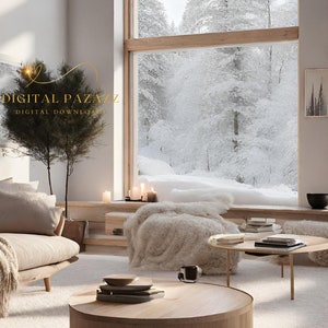 Winter Virtual Backgrounds Cozy Windows Snow Trees/ Office Meeting ...