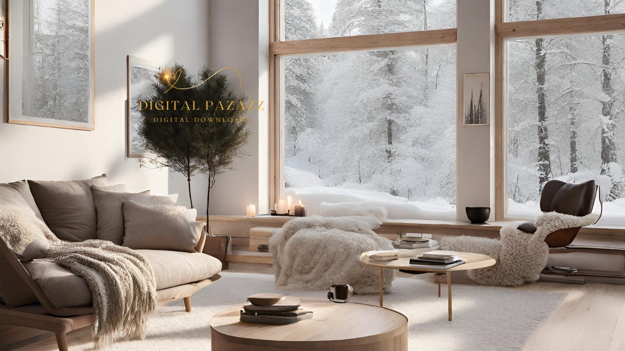 Winter Virtual Backgrounds Cozy Windows Snow Trees/ Office Meeting ...