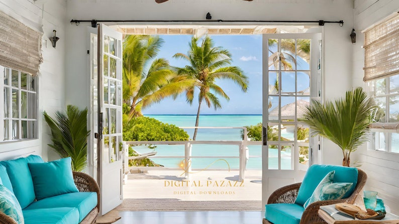 Beach House Virtual Backgrounds / Office Meeting Backdrops for Zoom ...