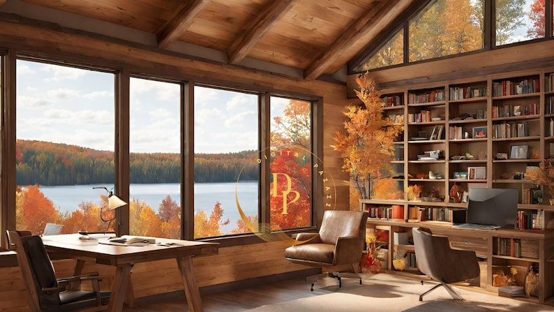 Cozy Virtual Backgrounds Summer Fall Winter Spring Lake/ Office Meeting ...