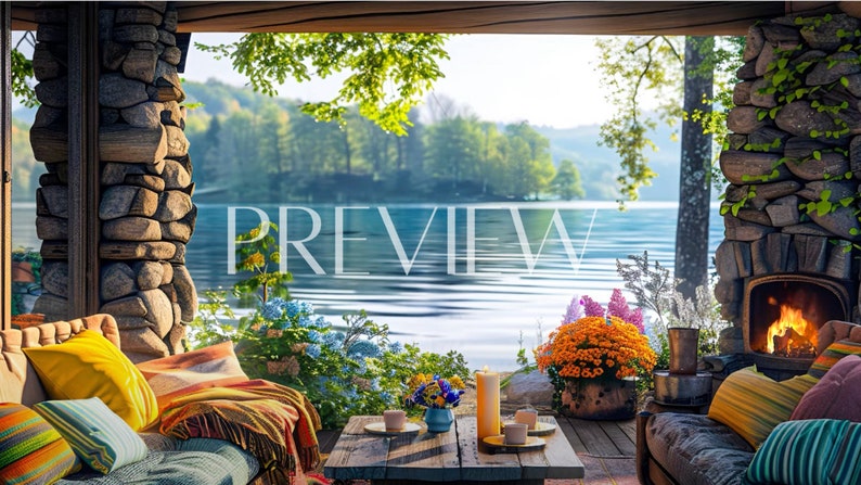 Gentle Cozy Spring Morning Lakeside Seaside Relaxing Ambience Terrace ...