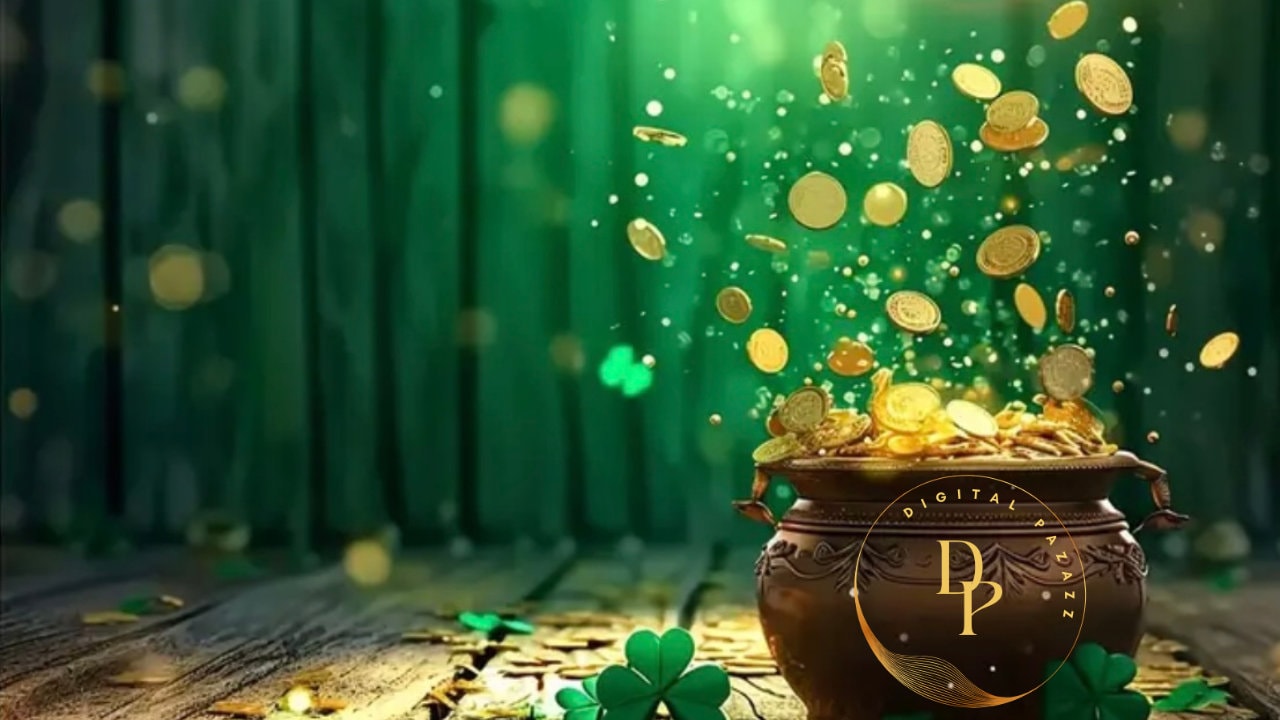 St. Patrick's Day Background Pot of Gold, Lucky Green Office Meeting ...