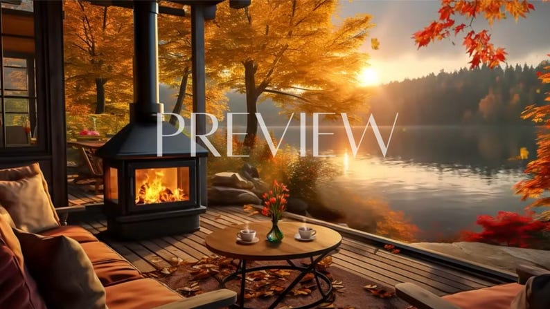 Fall Zoom Background Autumn Virtual Backdrop Cozy Foliage Scene Harvest ...