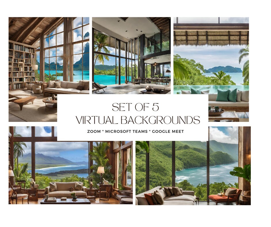 Cozy Tropical Paradise Ocean View Set of 5 Virtual Backgrounds /office ...