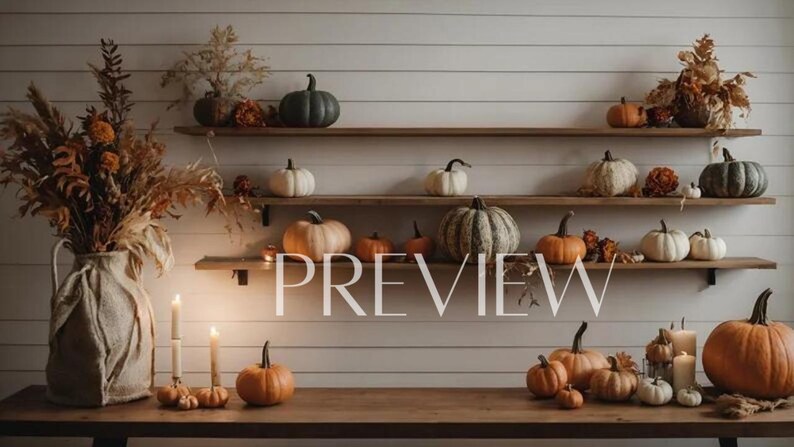 Virtual Background Autumn Bookshelf for Zoom Meeting, Fall Themed Home ...