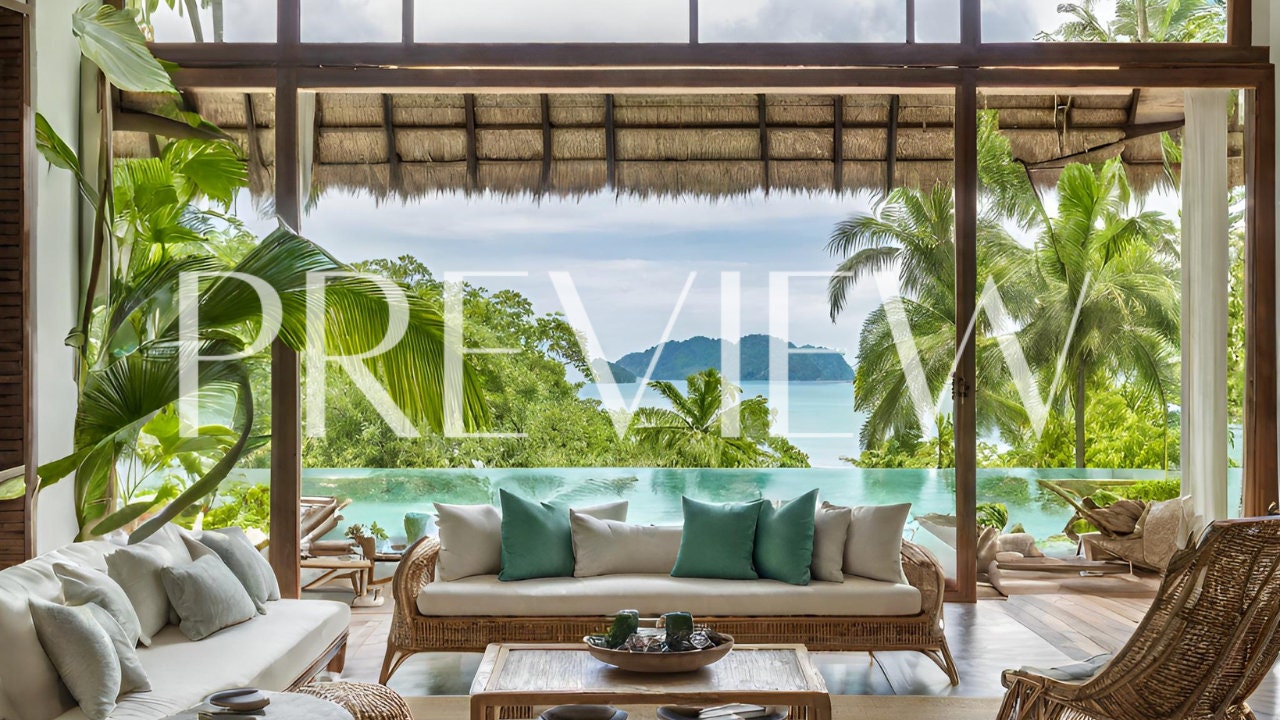 Cozy Tropical Paradise Ocean View Set of 5 Virtual Backgrounds /office ...