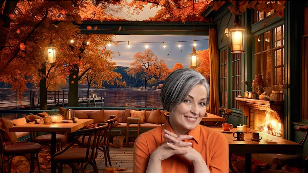 Fall Zoom Background Autumn Virtual Backdrop Cozy Foliage Scene Harvest ...