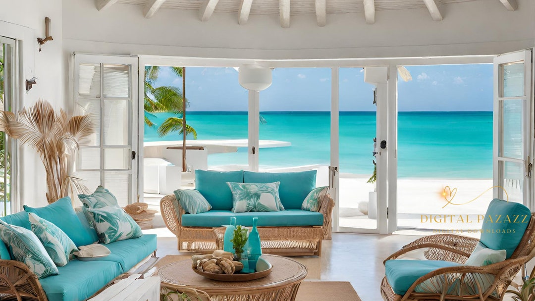 Beach House Virtual Backgrounds / Office Meeting Backdrops for Zoom ...